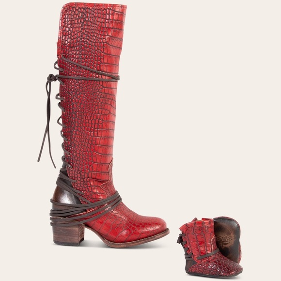 Freebird by Steven | Shoes | Freebird Coal Red Crocodile Tall Boot ...
